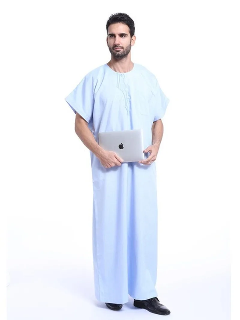 Jubba Thobe For Men Arabic Dubai Cotton Mens Formal Thobes Muslim Robe ...
