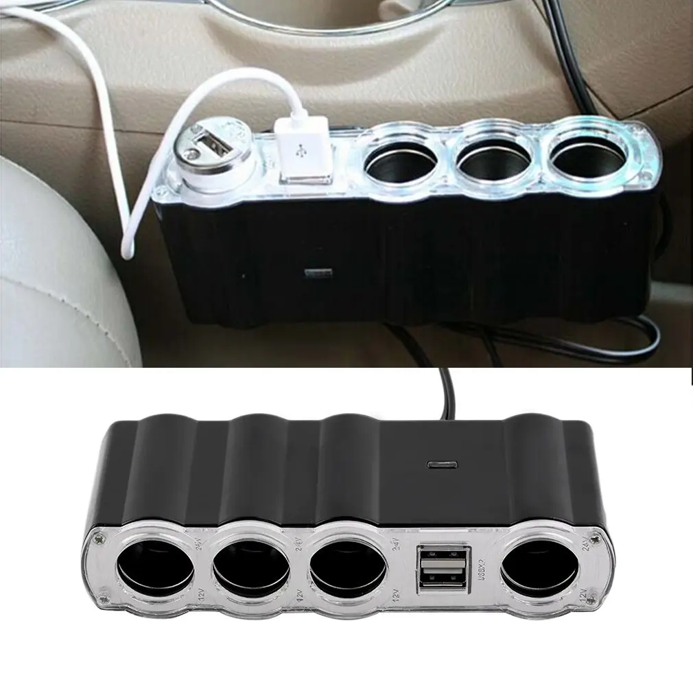 12V-24V-4-Way-Multi-Socket-Car-Charger-Vehicle-Auto-Car-Cigarette ...