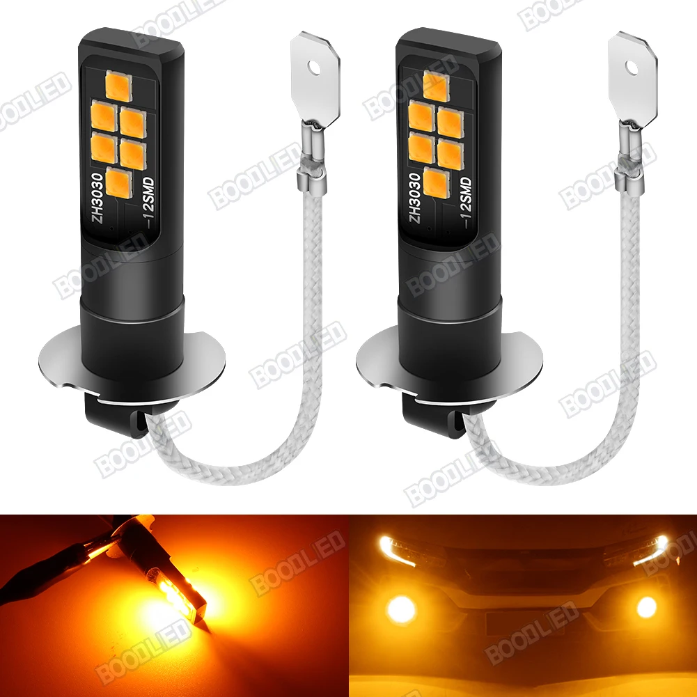 2Pcs H3 LED Light Bulb 3030 SMD Car Fog Light Super Bright Driving Lamp ...