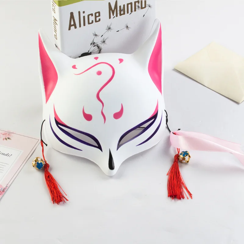 Anime Kabuki Kitsune Fox Half Face Rave Cosplay Mask - AllCosplay.com
