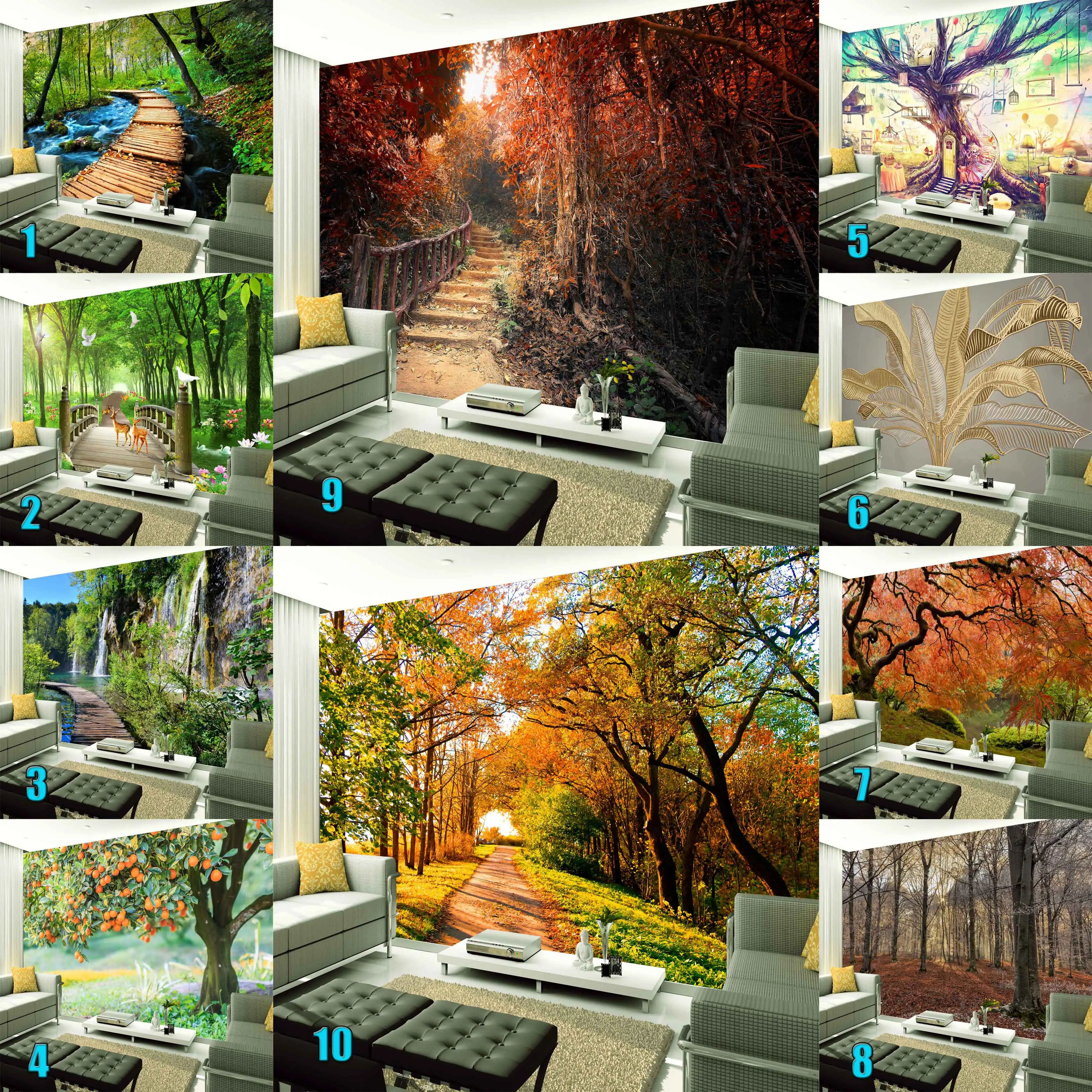 Popular Custom Any Size Modern Mural Wallpaper 3D Forest Nature ...