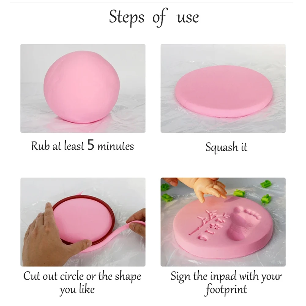 Baby Care Air Drying Soft Clay Baby Handprint Footprint Imprint Kit ...