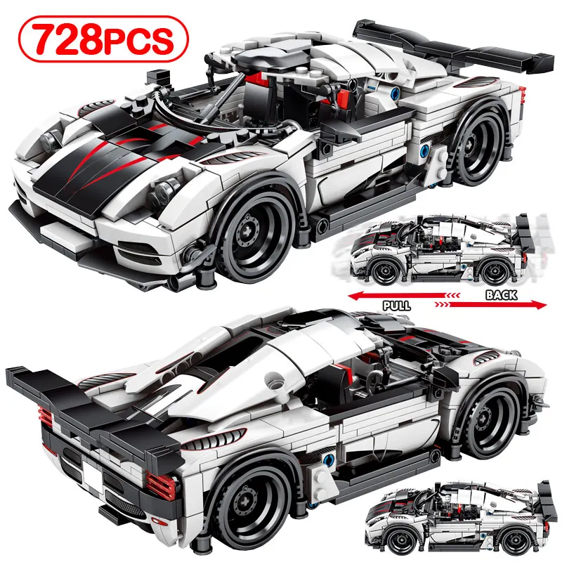 City Diy Mechanical Pull Back Sport Vehicle Building Blocks Racing Car ...