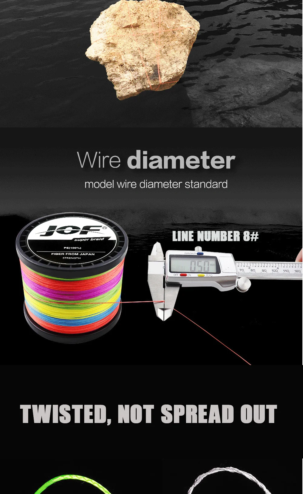 FIL DE PECHE,MULTI-X8 500M 20LB 1.0--tresse de pêche multicolore 8 brins, 300M 500M 1000M, ligne ...