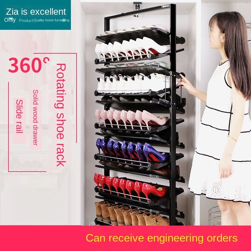 360 degree rotating shoe rack home stainless steel multi layer space ...
