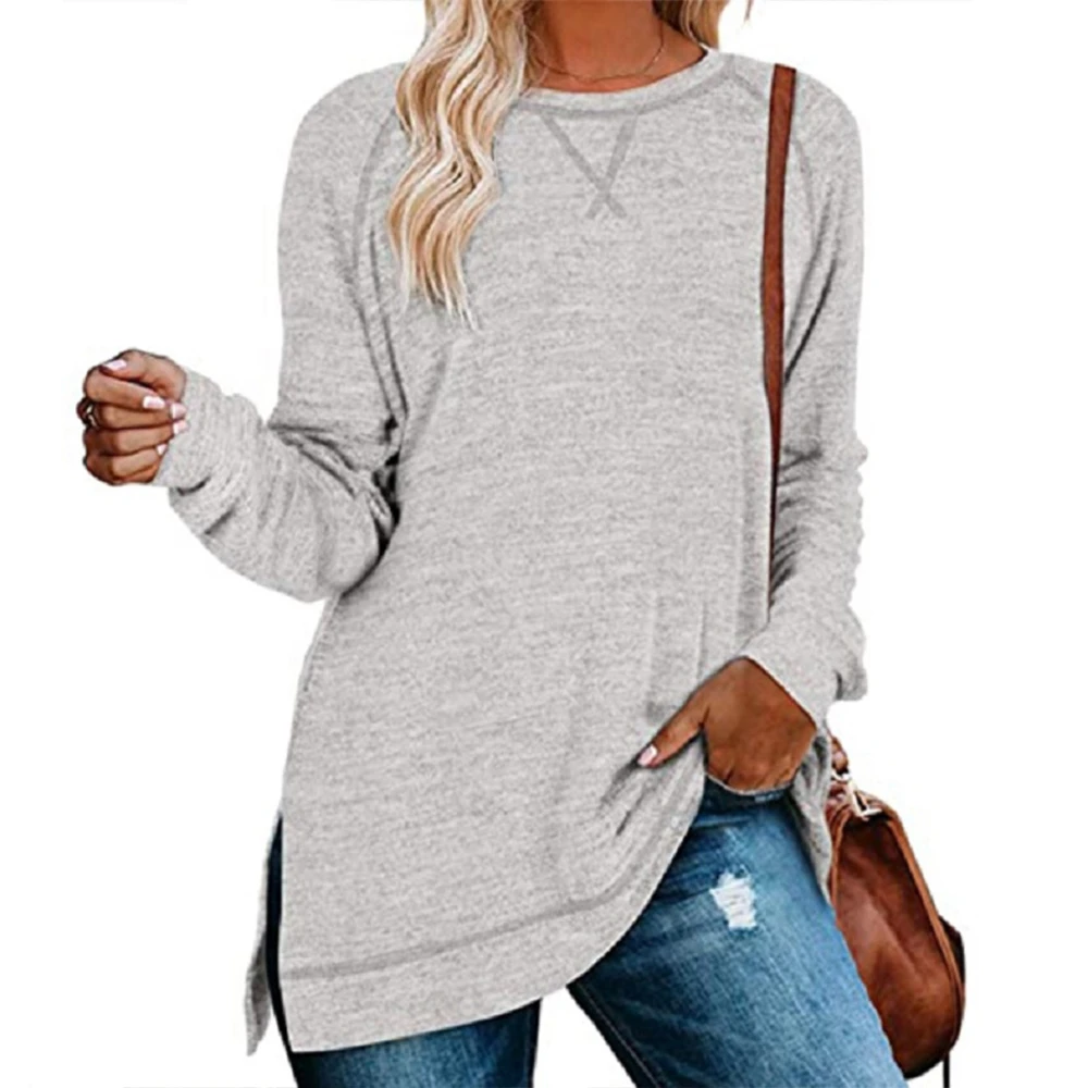 Gule Gule Women's Casual Long Sleeve Solid Split Tops Elegant Front ...