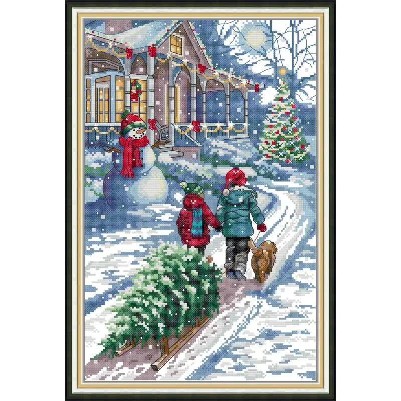 Joy-Sunday-Winter-Christmas-Snow-Scene-Cross-Stitch-Kits-DIY-Scenery ...