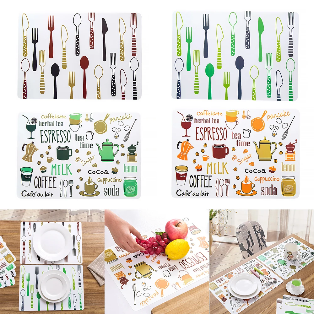 Creative Cartoon Printed Kitchen Placemat Dining Table Mat Coaster PP ...