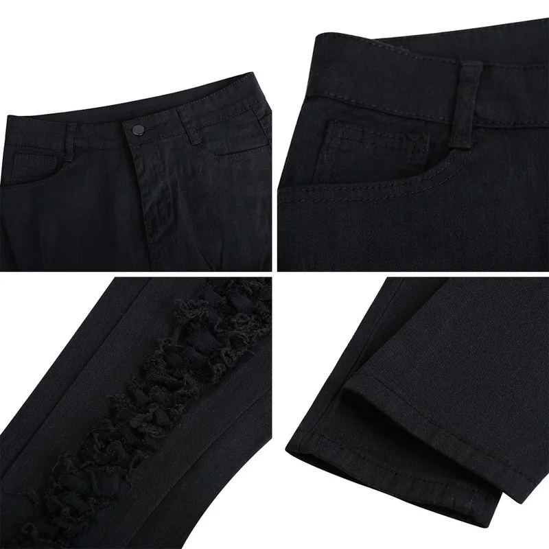 Free Shipping Woman High Waist Push Up Skinny Ripped Jeans Denim Pants