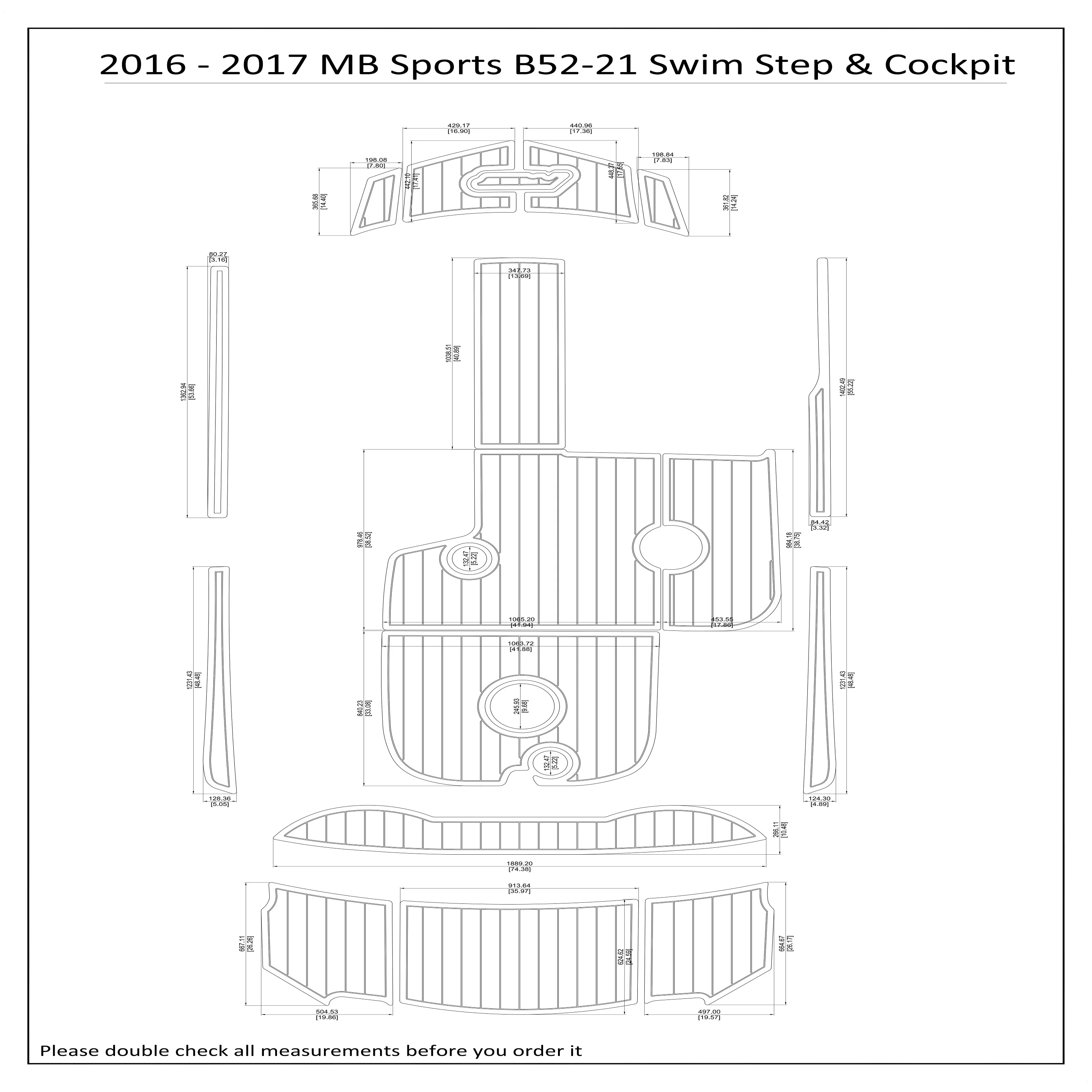 2016 2017 MB Sports B52 23 Swim Step Cockpit Boat EVA Faux Foam Teak ...