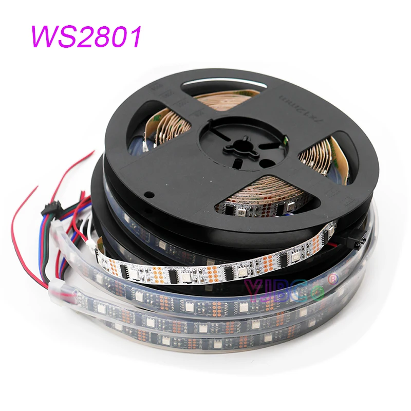 5M WS2801 LED แอดเดรสแอดเดรส DC5V 32LEDs/M สี WS2801ชิป IP30/IP65/IP67 ...