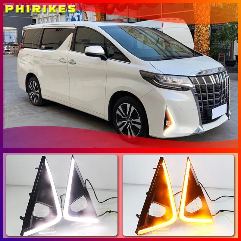 Car-1Pair-LED-Daytime-Running-Light-For-Toyota-Alphard-2018-2019-Yellow ...