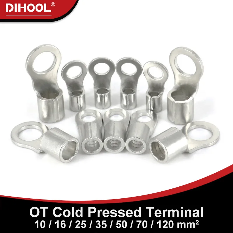 10-PCS-OT-Non-Insulated-Ring-Terminal-O-Type-Copper-Cold-Pressed-Wiring ...