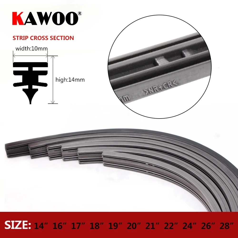 Kawoo 1pcs Car Wiper Blade Strips Vehicle Insert Rubber Strip 14"16"17 ...
