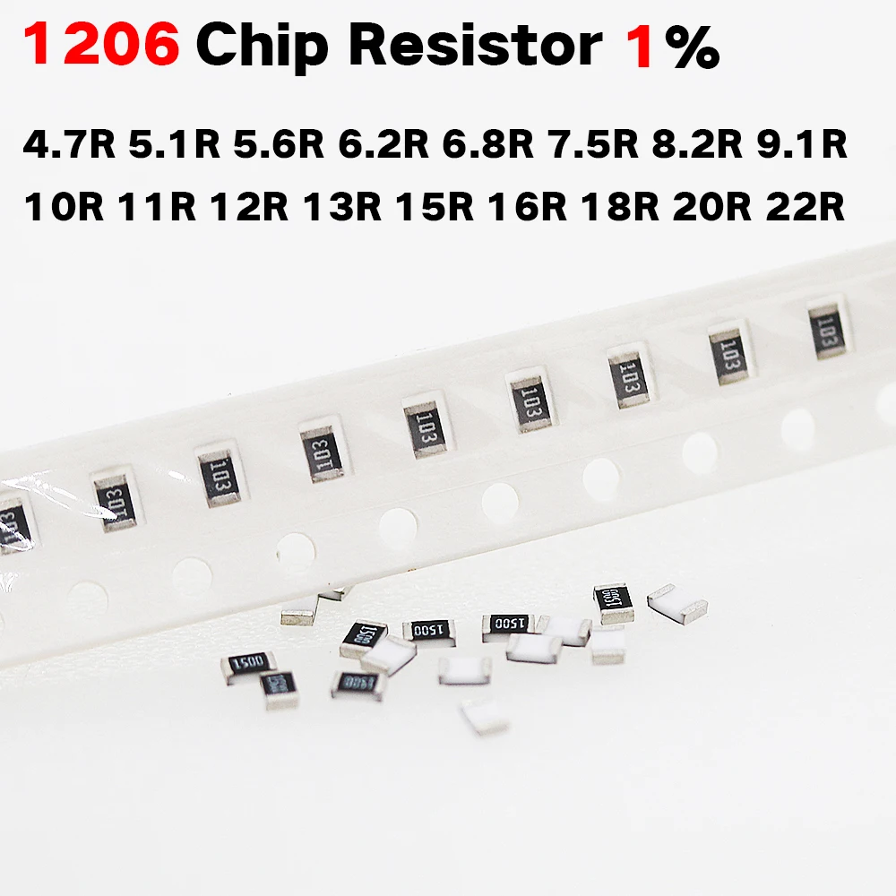 200PCS/lot Chip resistor SMD 1206 1% 4.7R 5.1R 5.6R 6.2R 6.8R 7.5R 8.2R ...