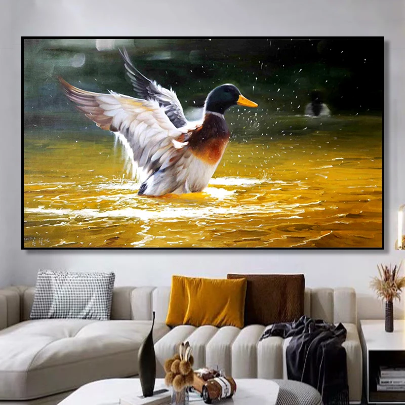 Art & Collectibles Duck Painting Gallery Wall Art Mixed Painting etna ...