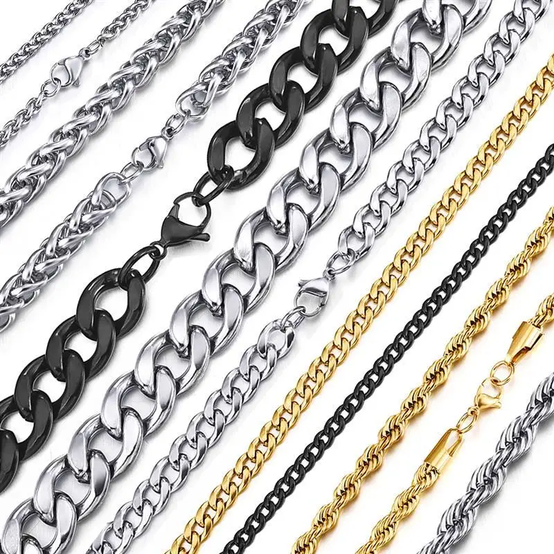 Stainless-Steel-NK-Chain-Necklace-for-Men-Women-Curb-Cuban-Link-Chain ...