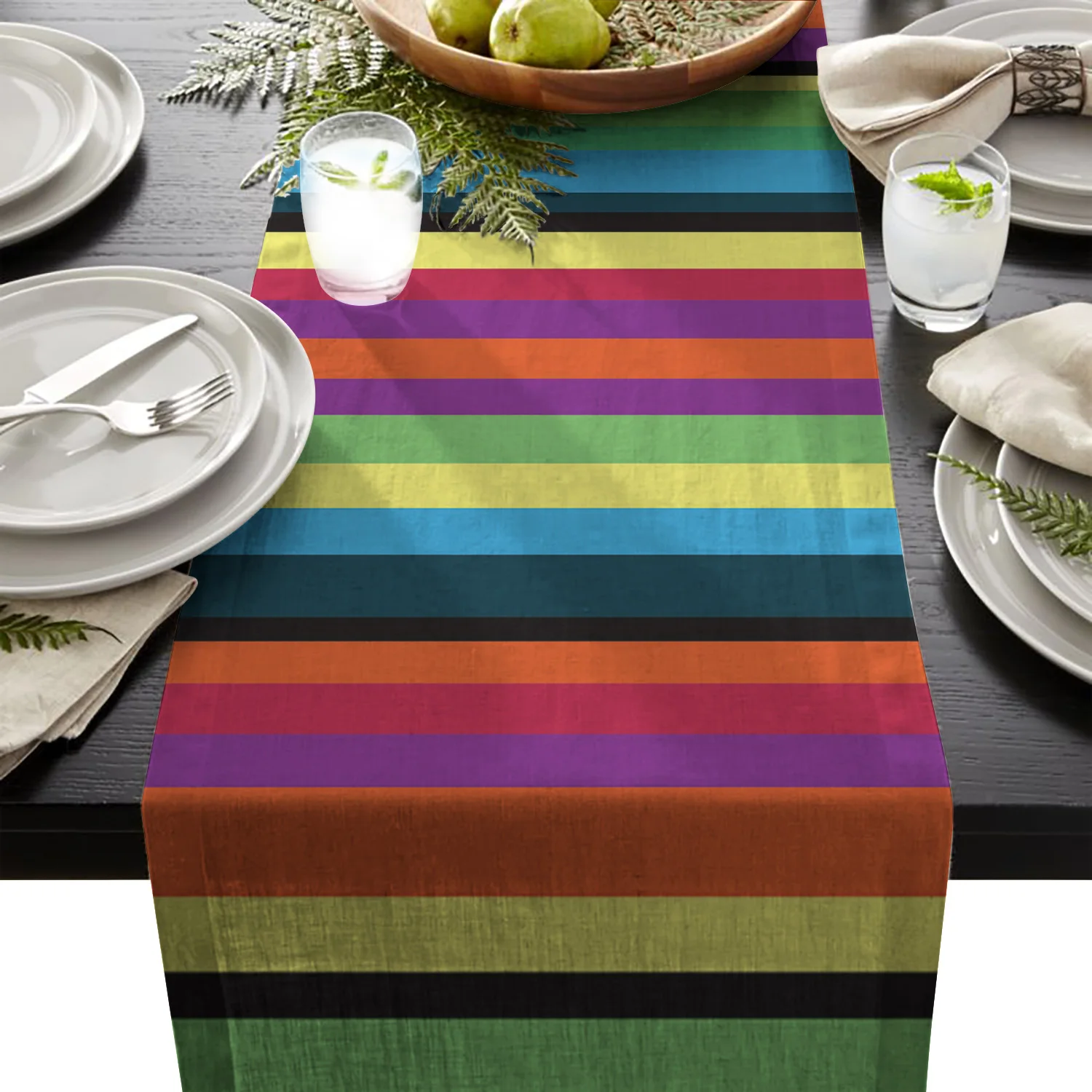 Multicolor Rainbow Stripe Wedding Party Table Runner Coffee Table ...
