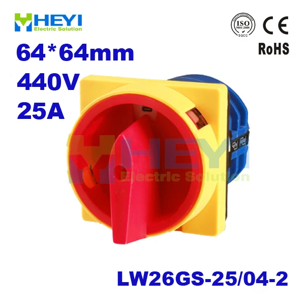 25a 440v Padlock Rotary Switch Off-on 2 Position 4 Poles 8 Terminals ...