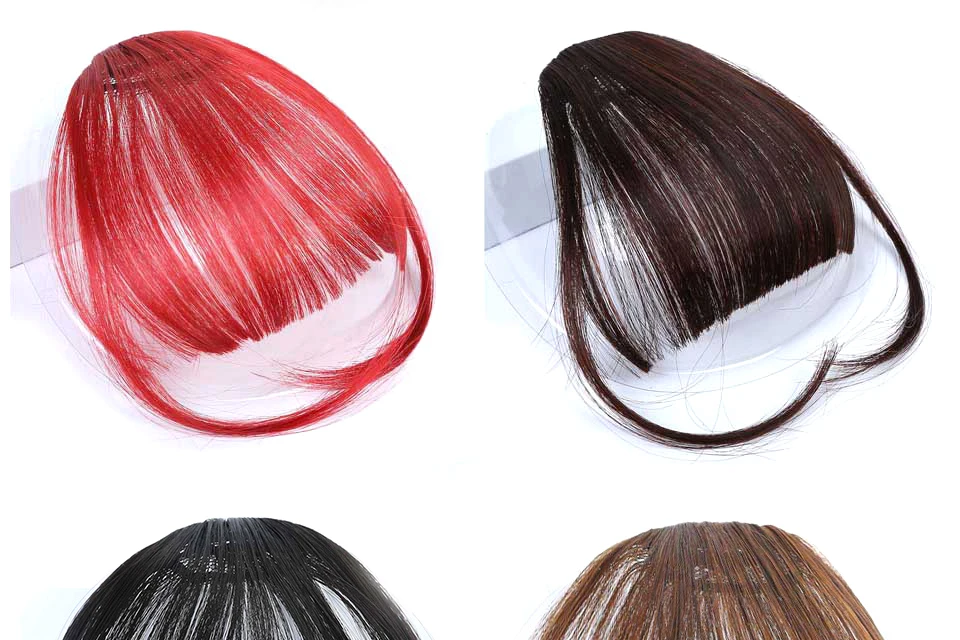 XIYUE Fake Blunt Air Bangs Hair Clip In Extension Synthetic Fake Fringe ...