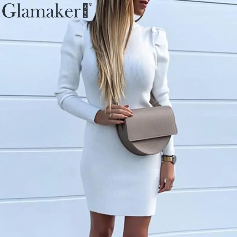 Glamaker, трикотажное облегающее платье с высоким воротом, женское ...