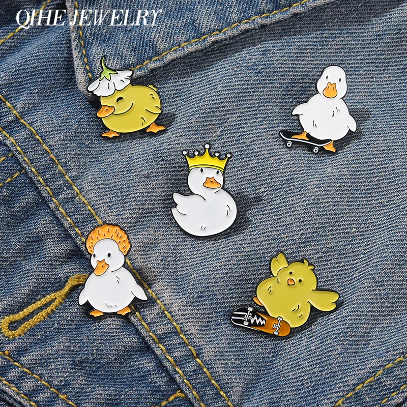 Cartoon-Cute-Duck-Chicken-Enamel-Pin-Animal-Badge-Funny-Brooch-Metal ...