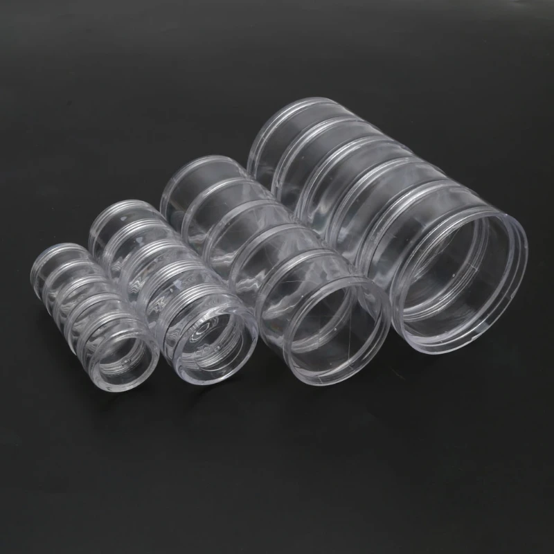 1-Set-5-Layer-Cylinder-Stackable-Bead-Containers-Plastic-Round-Clear ...