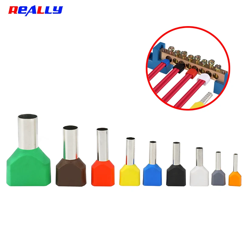 100Pcs-Wire-Ferrules-End-Sleeve-Double-Cord-Terminal-Copper-Insulated ...