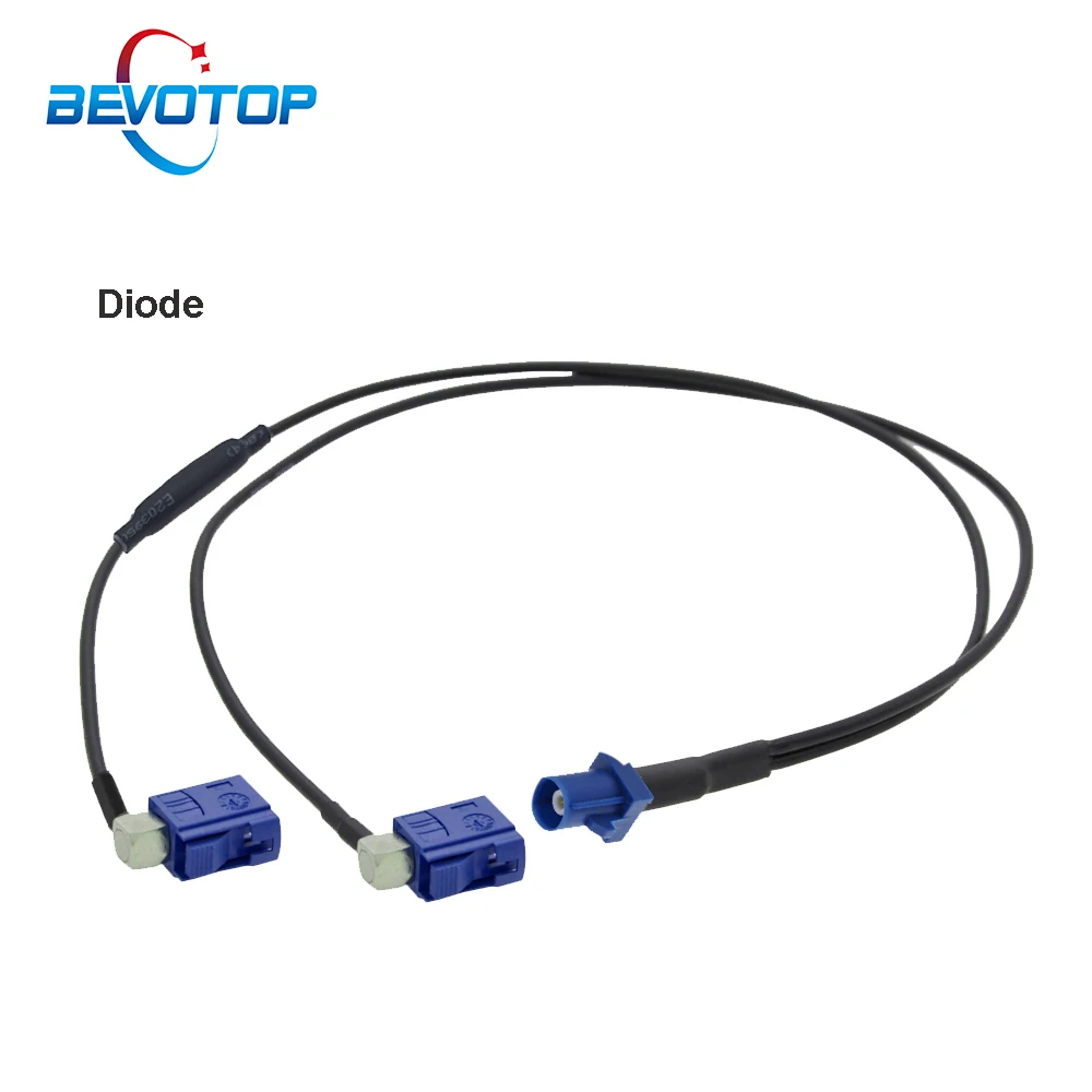 Fakra C Male to Dual Fakra C Female Right Angle Y Type Splitter Cable With Diode RG174 Pigtail ...