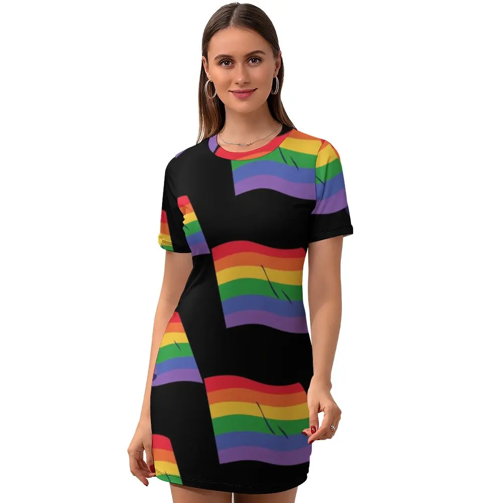 Rainbow Flag Printed LGBT Pride Short Sleeve Dress - Queerks™
