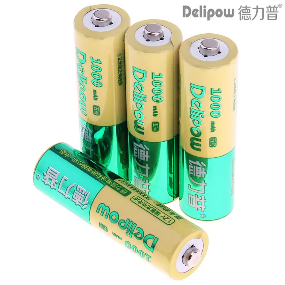 4pcs/lot Delipow AA 1.2V 1000mAh Ni Mh LSD Rechargeable Battery with ...