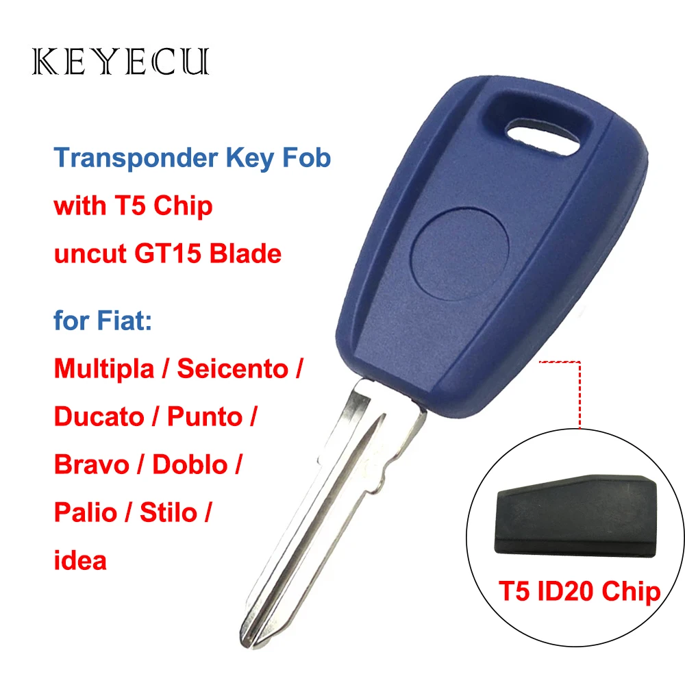 Keyecu Transponder Key with T5 Chip for Fiat Bravo Punto Ducato Daily ...