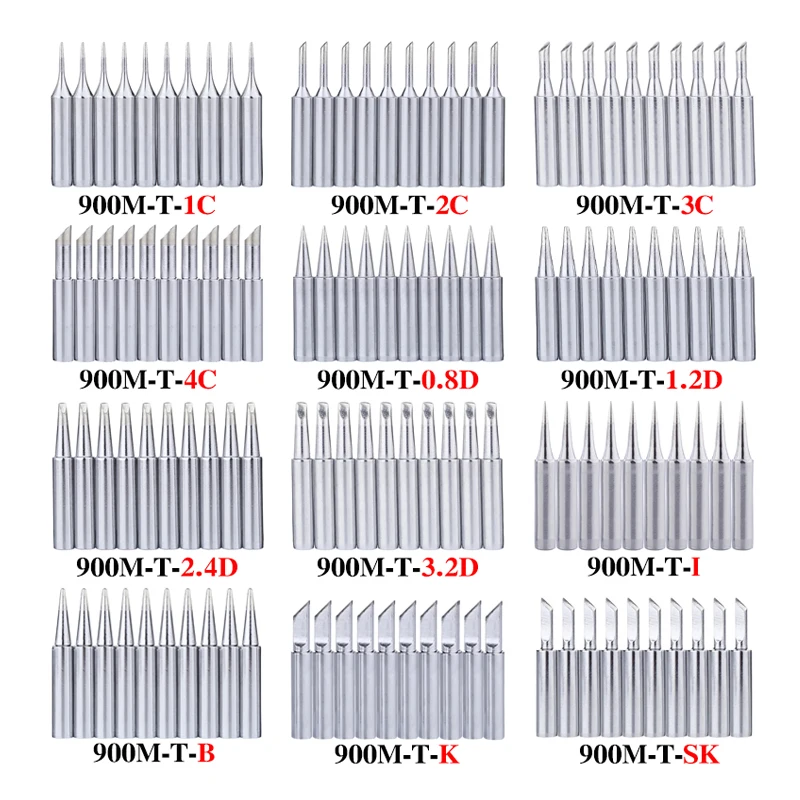 10Pcs/Lot 900M-T Series Soldering Iron Tip Set Lead Free Welding Head for Hakko 936 937 ...