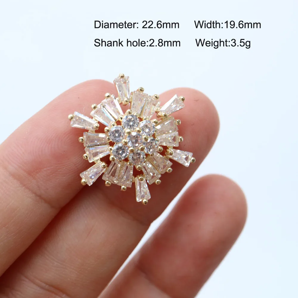 5pc/lot Luxury Sew On Rhinestone Cz Square Crystal Buttons For Clothes ...