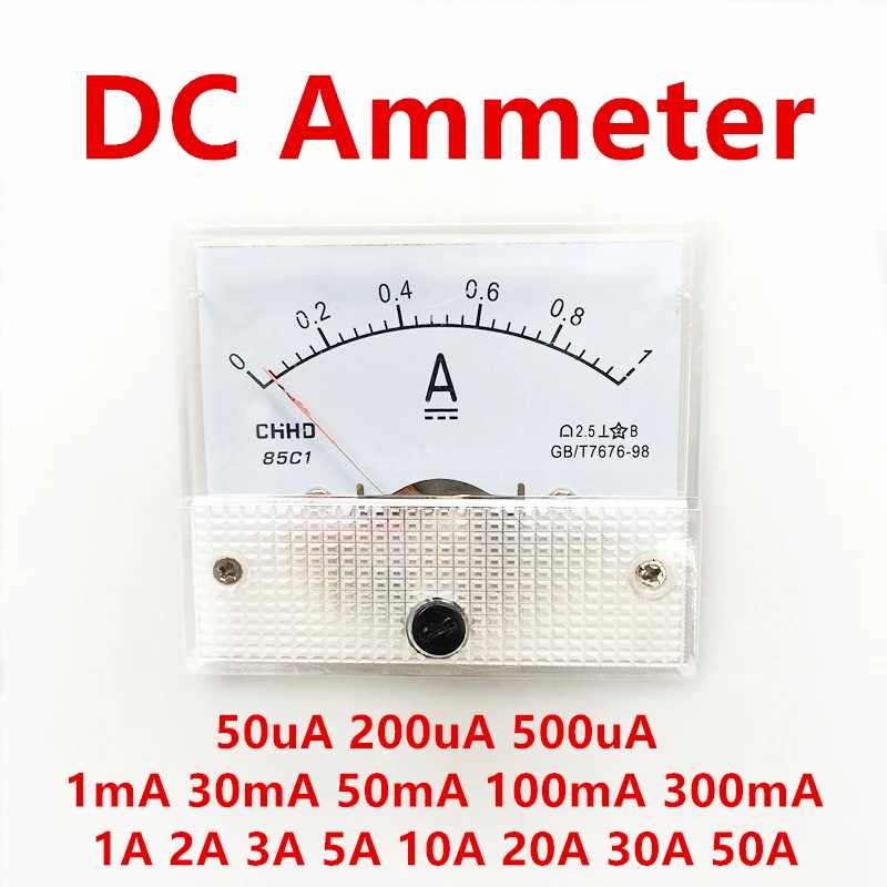 85c1 Dc Analog Panel Voltmeter Ammeter Amp Volt Meter Gauge 500ua 50ma ...