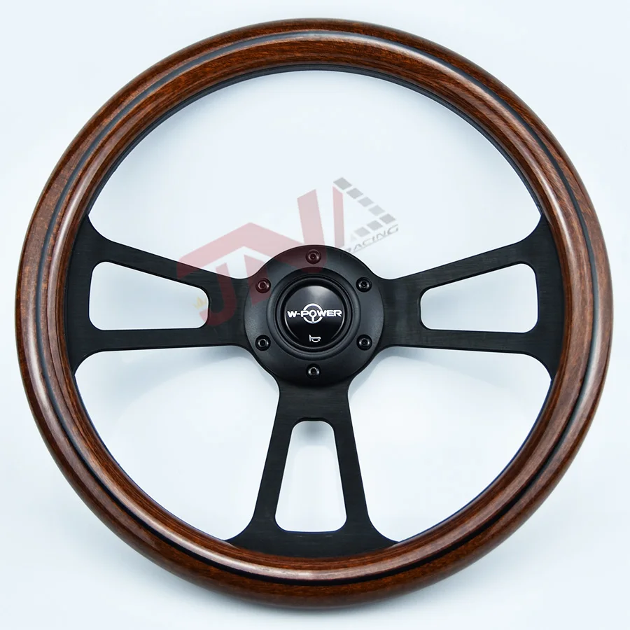 Volante de coche de carreras de madera PU + copia, radios planos con ...