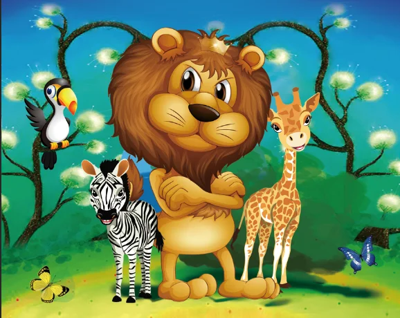 7x5ft-anaokulu-Safari-aslan-Zebra-z-rafa-hayvanat-bah-esi-parti-zel ...