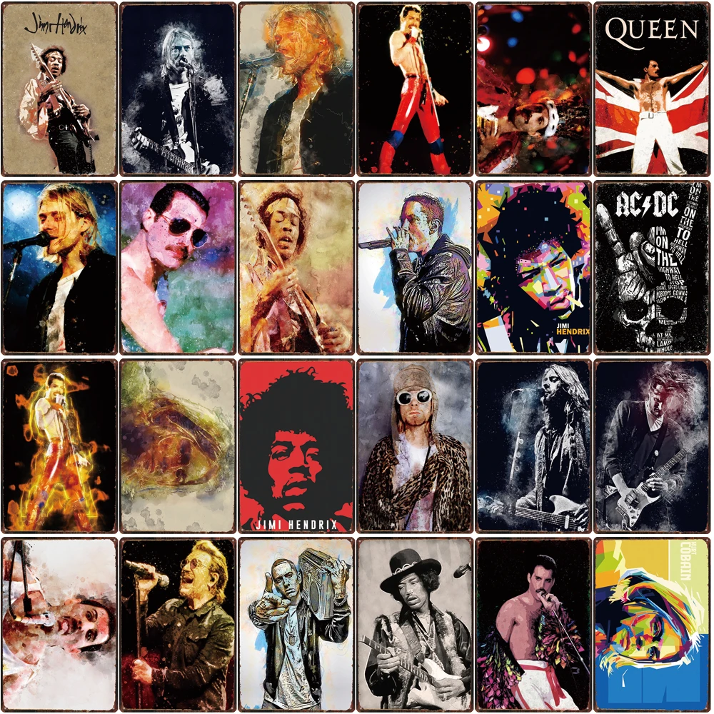 Rock Music Guitar Vintage Metal Tin Sign Wall Bar Cafe Store Home Art ...