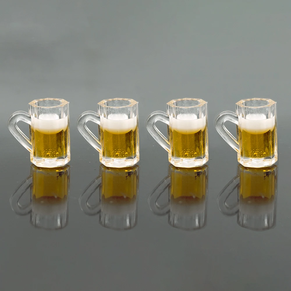 4Pcs 1/12 Dollhouse Miniature Accessories Beer Mug Simulation Furniture ...