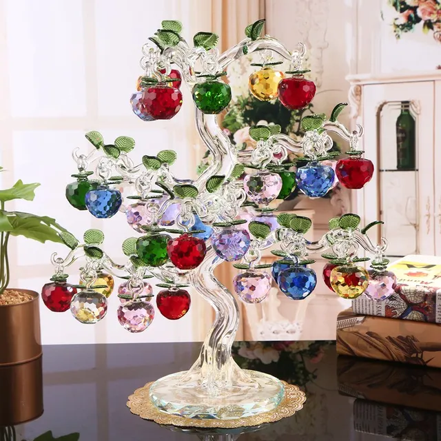Beautiful Glass Crystal Apple Tree with 36 18 12 pcs Apples Fengshui ...