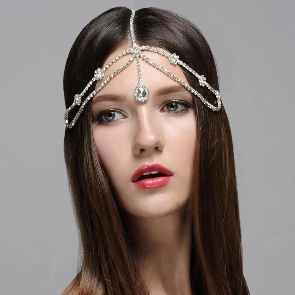2022 New Bling Forehead Chain For Women Jewelry Headpiece Rhinestone ...