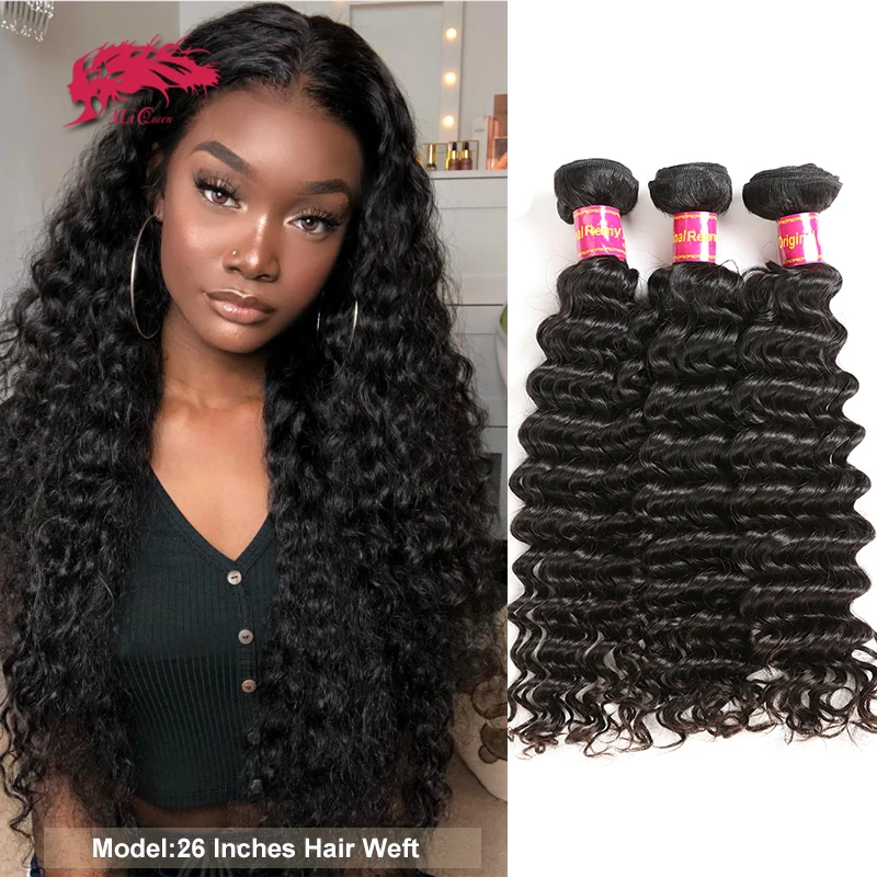 Ali Queen Hair Brazilian Deep Wave Remy Human Hair Weave Bundles 12 ...