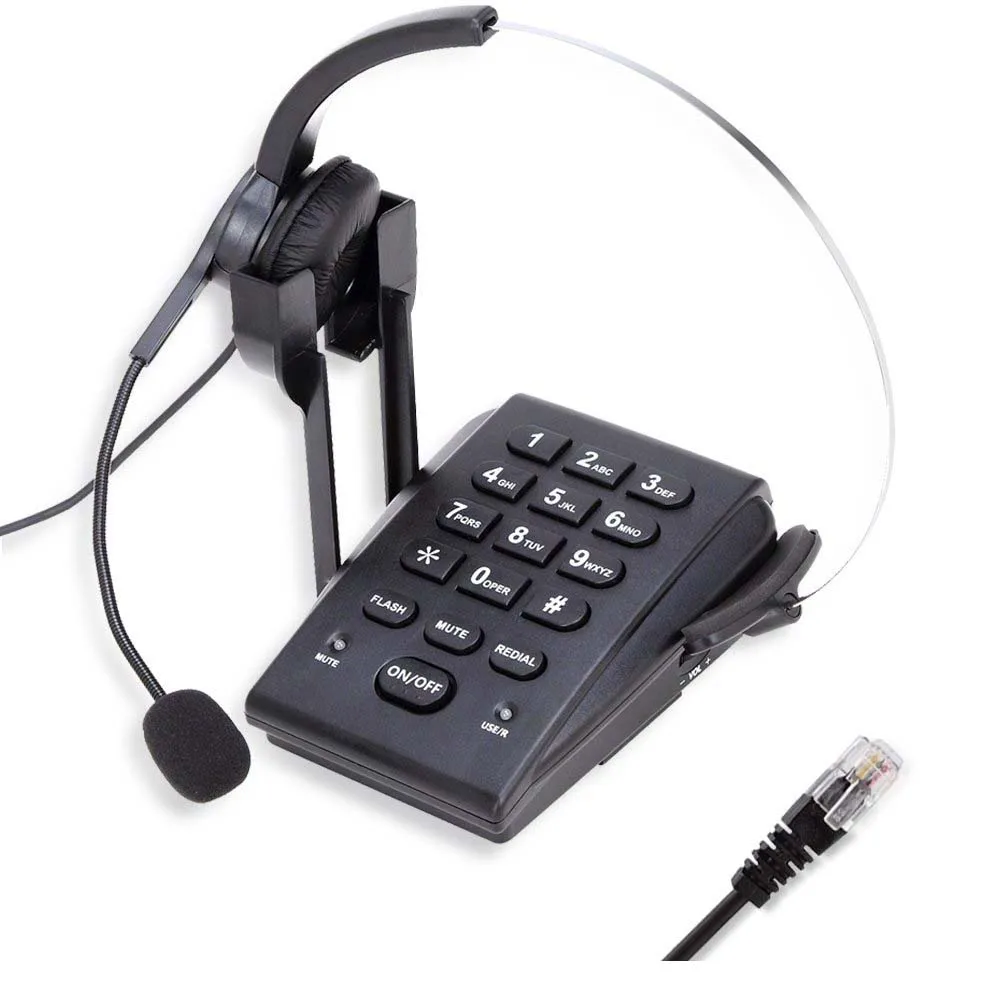 Corded Headset Telephone Simple Call Center Telephone Headset With ...