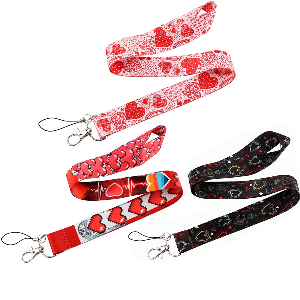CB913-Red-Heart-Neck-Strap-Lanyard-for-Key-ID-Card-Mobile-Phone-Straps ...