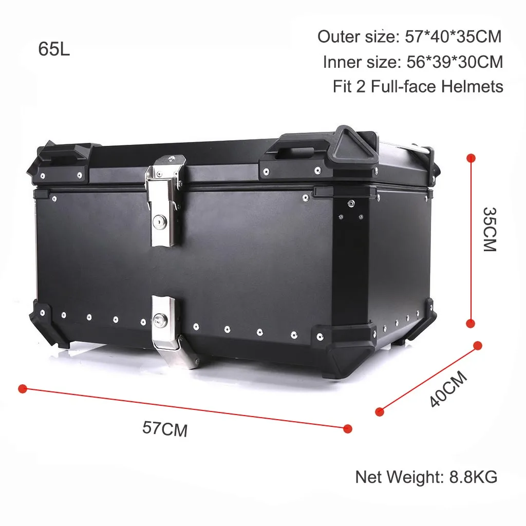 45l Aluminum Motorcycle Case 45L Motorcycle Top Case ABS Plastic Top ...