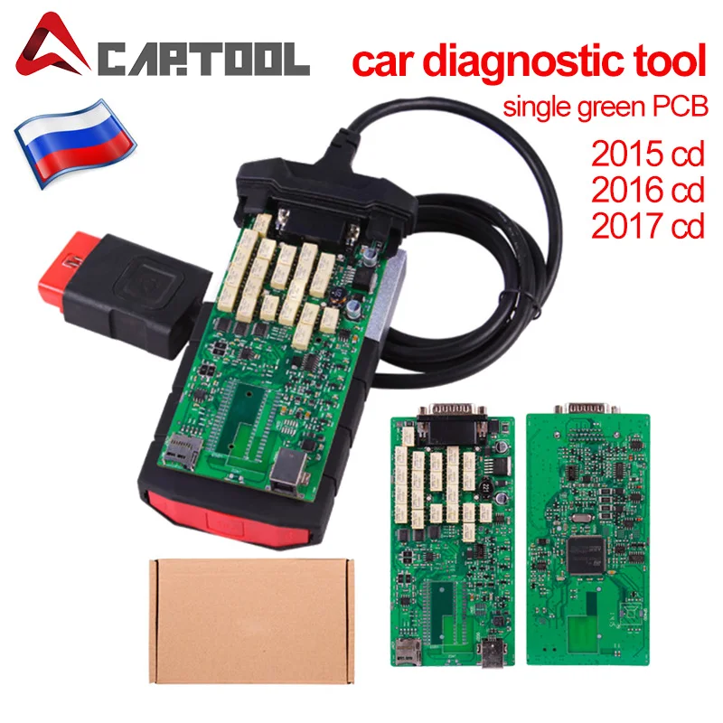 OBD2 Car Diagnostic Tool Single Green PCB Board 2015 R3 2016 R1 Keygen ...
