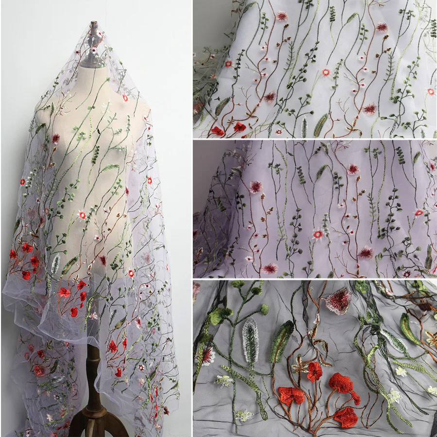 Tulle Embroidery Flowers | Tulle Fabric Flowers | Tulle Floral ...