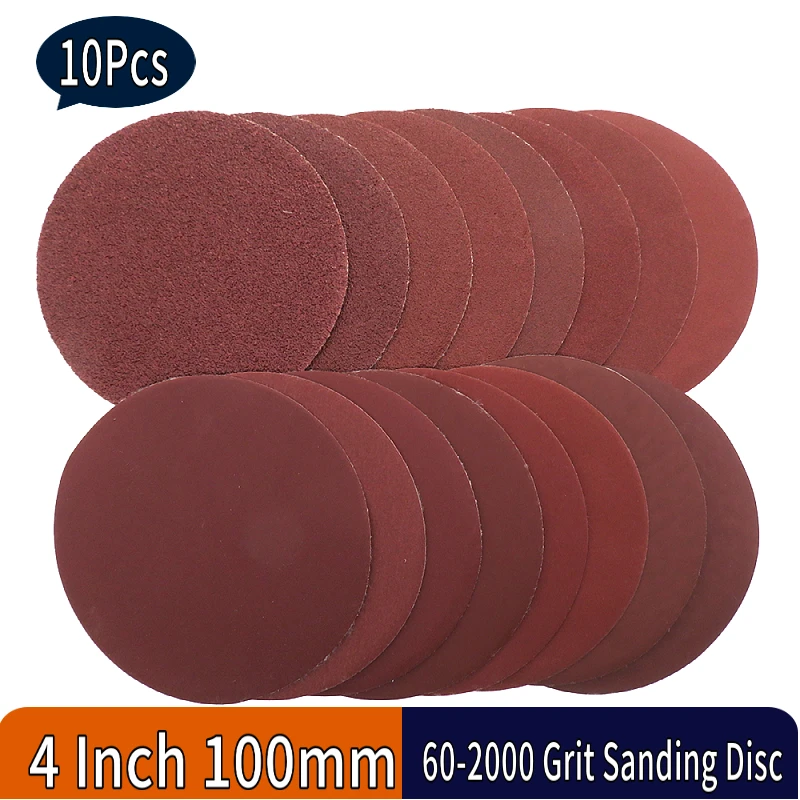 10pcs 4 Inch 100mm 60 2000 Grit Round Shape Sanding Discs Hook Loop ...