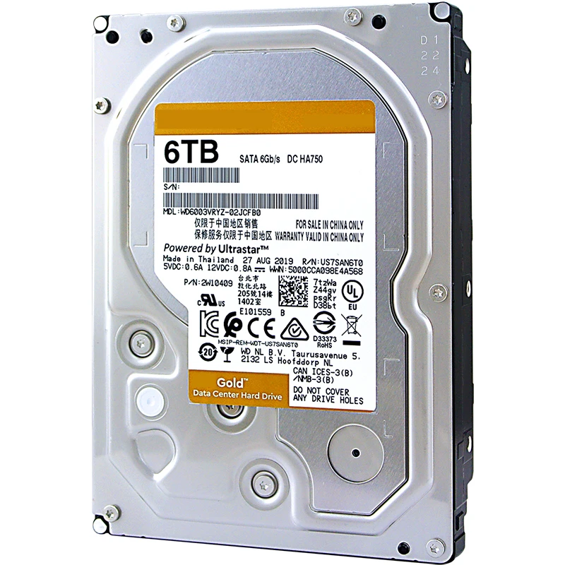 Original HDD For WD Brand Gold 6TB 3.5" SATA 6 Gb/s 256MB 7200RPM For ...