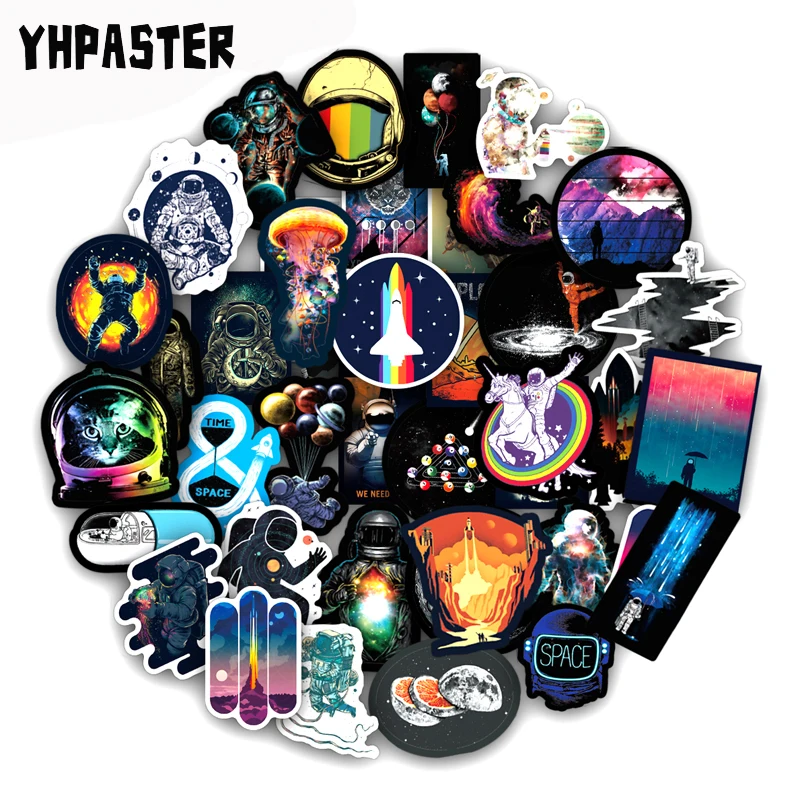 50pcs/pack Outer Space Stickers For Universe Astronaut Spaceman Rocket ...